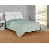 Mainstays Reversible Microfiber Comforter, Full Queen, Green and Soft ...