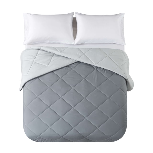 Mainstays Reversible Microfiber Comforter, Grey, King - Walmart.com