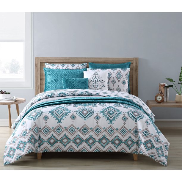 Mainstays River Medallion 8 Piece Comforter Set with Bonus Quilt Set ...
