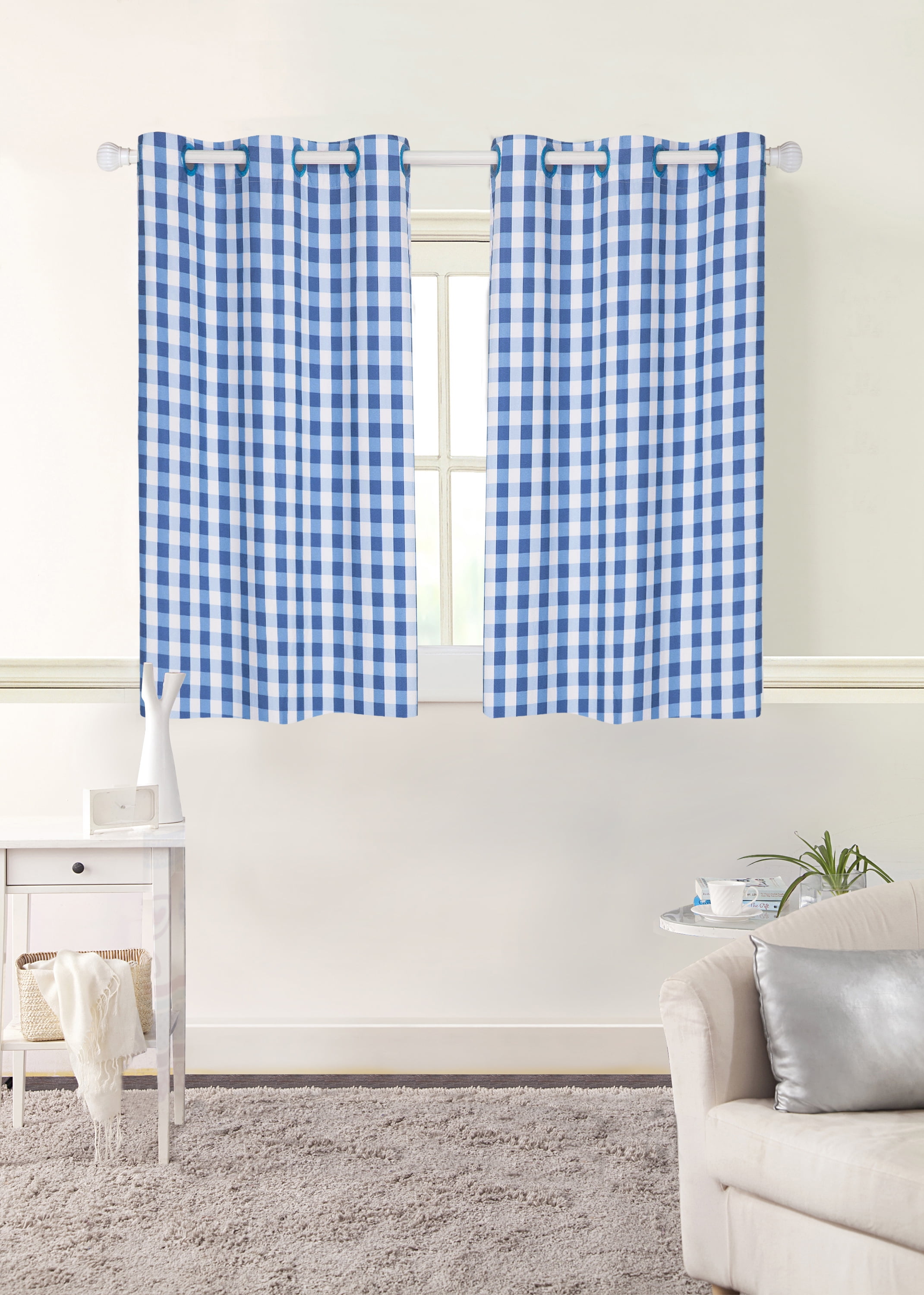 Mainstays Room Darkening Gingham Single Panel Window Curtain - Walmart.com