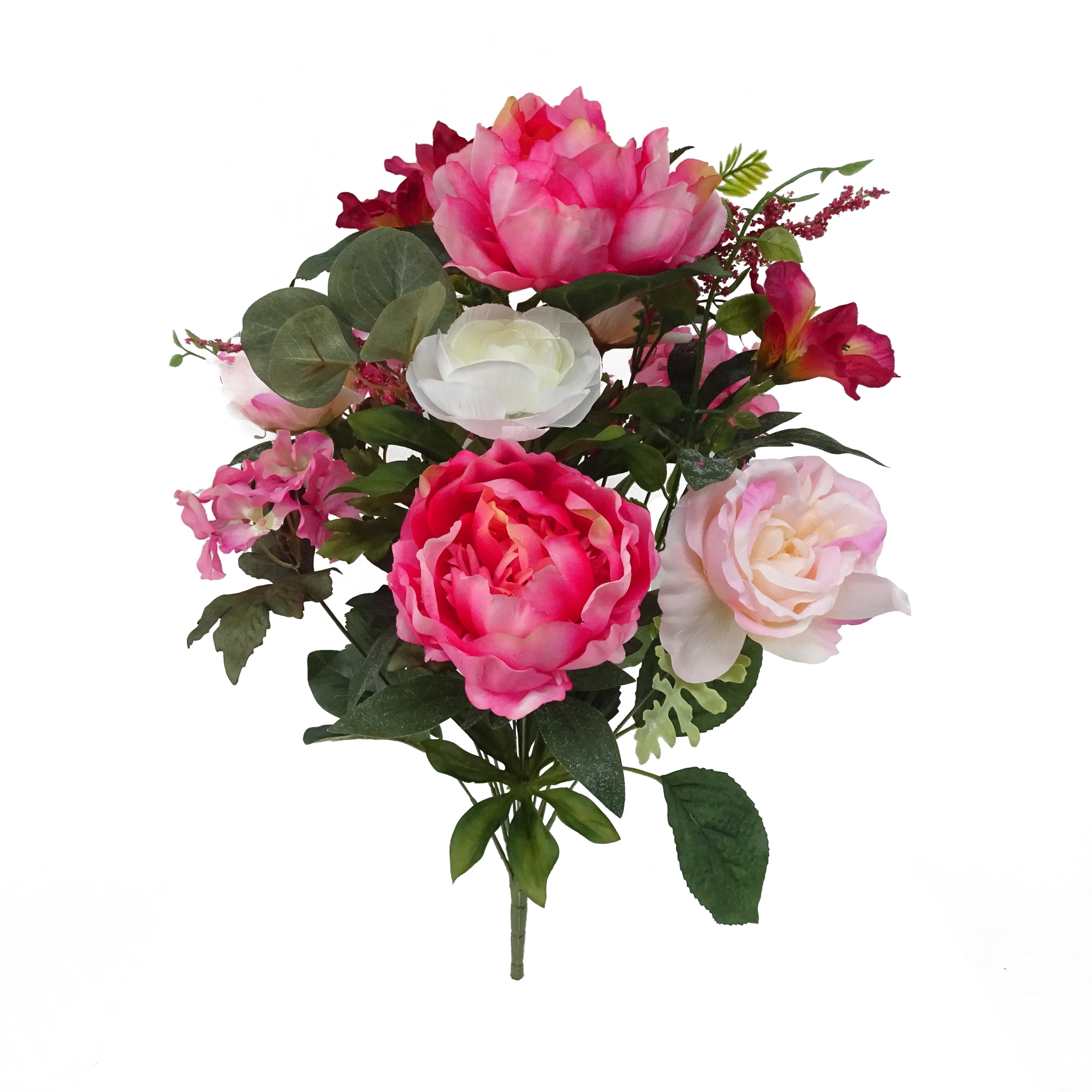 Mainstays Artificial Red Rose Peony Mix Bouquet - Walmart.com