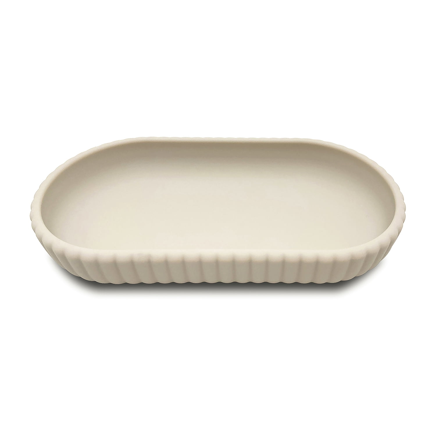 Mainstays Rubberized Plastic Ribbed Accessory Tray, Beige, Modern ...
