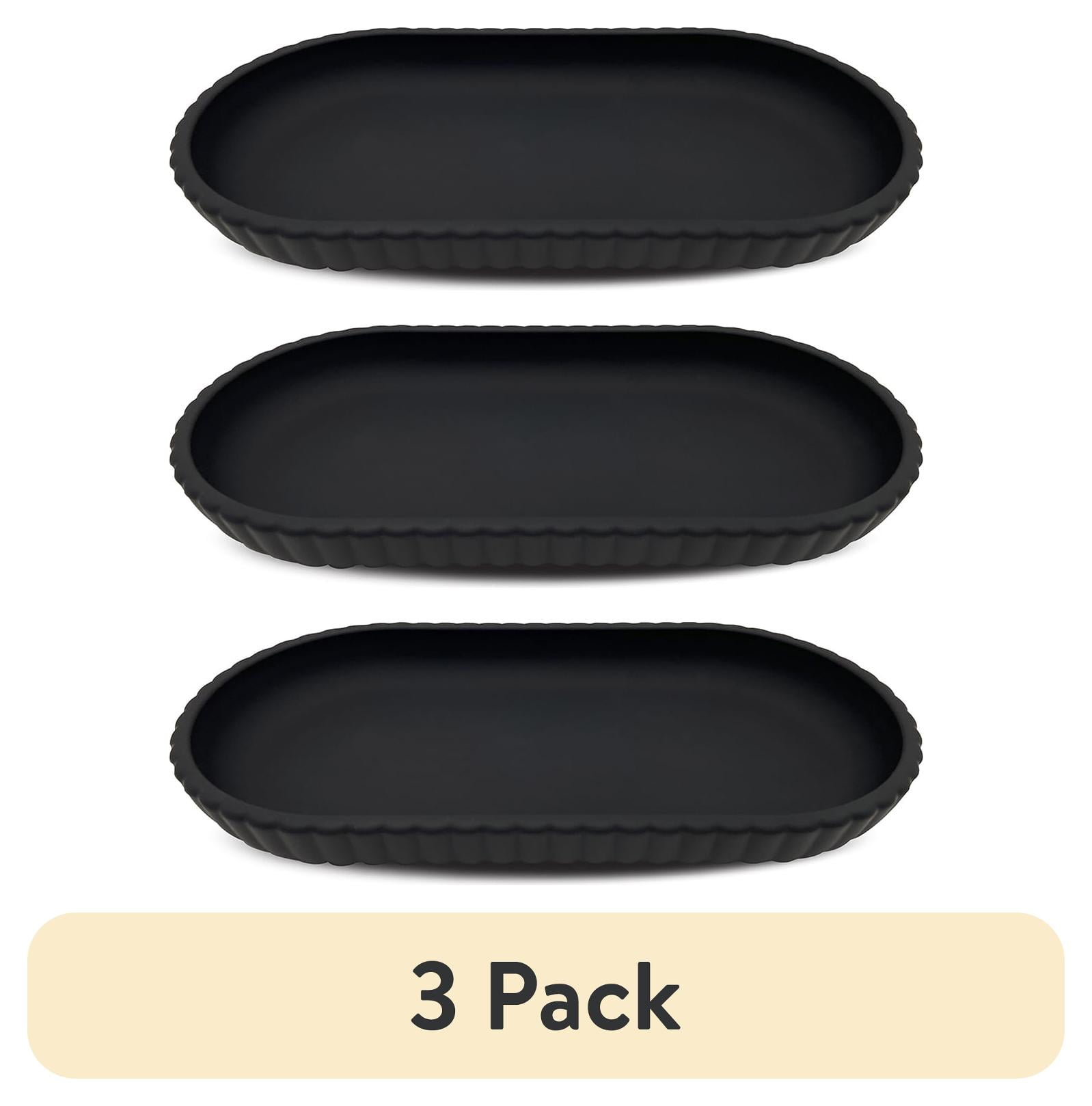 (3 pack) Mainstays Rubberized Plastic Ribbed Accessory Tray, Black - Walmart.com