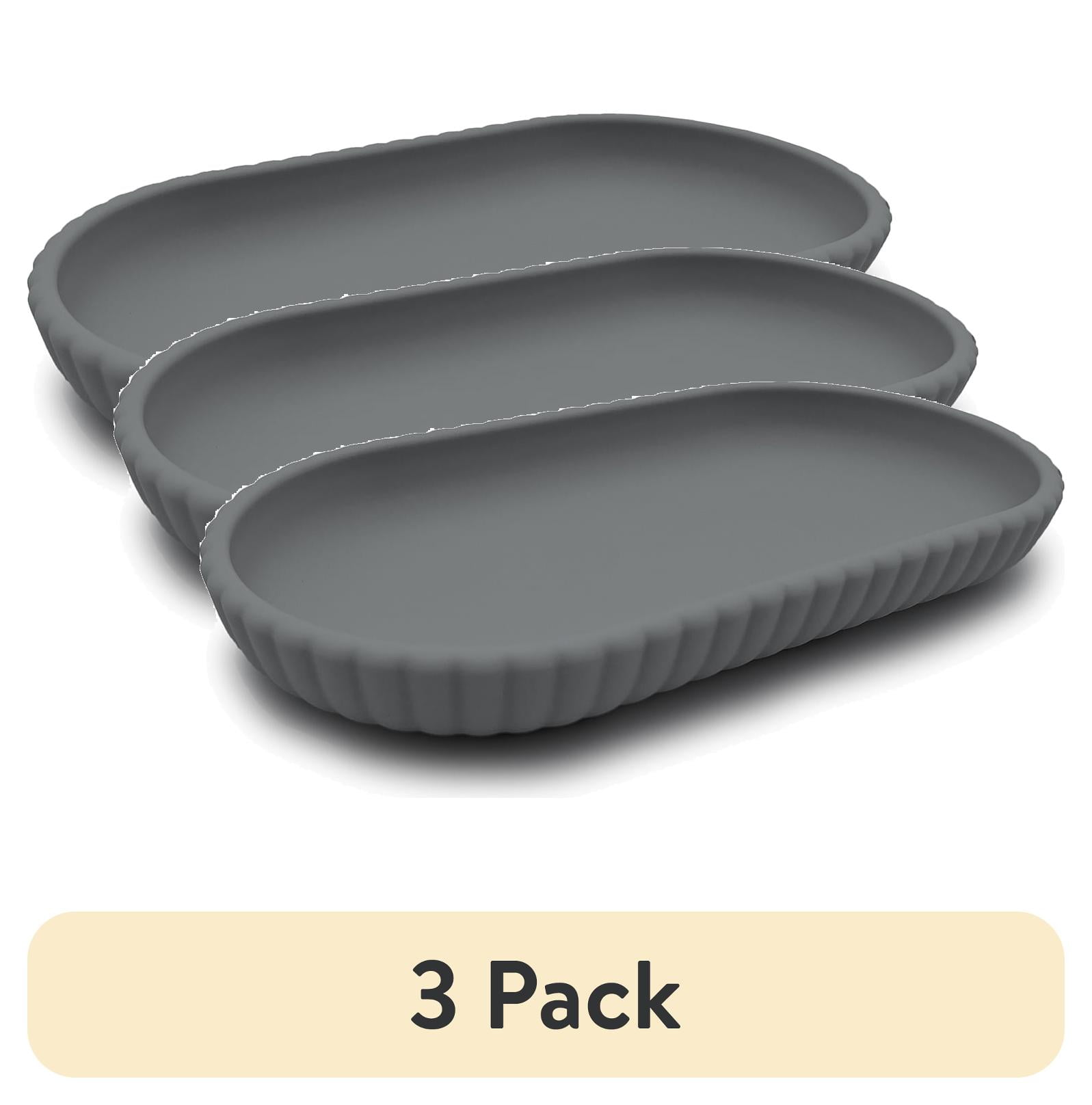 (3 pack) Mainstays Rubberized Plastic Ribbed Accessory Tray, Grey ...