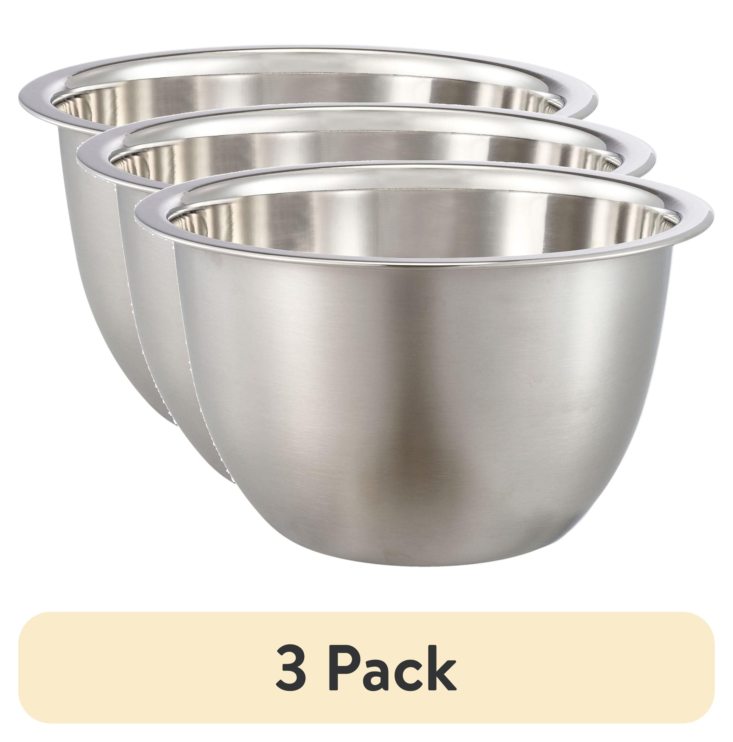 (3 pack) Mainstays SS 3QT Multi-Use Mixing Bowl for Prepping, Serving ...