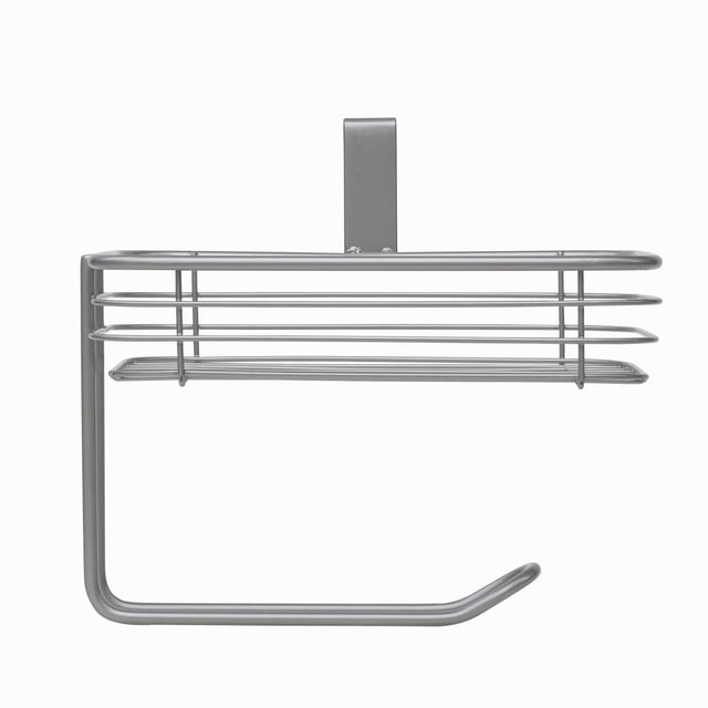 Mainstays Satin Nickel Over-the-Tank Toilet Paper Tissue & Wipes Holder ...