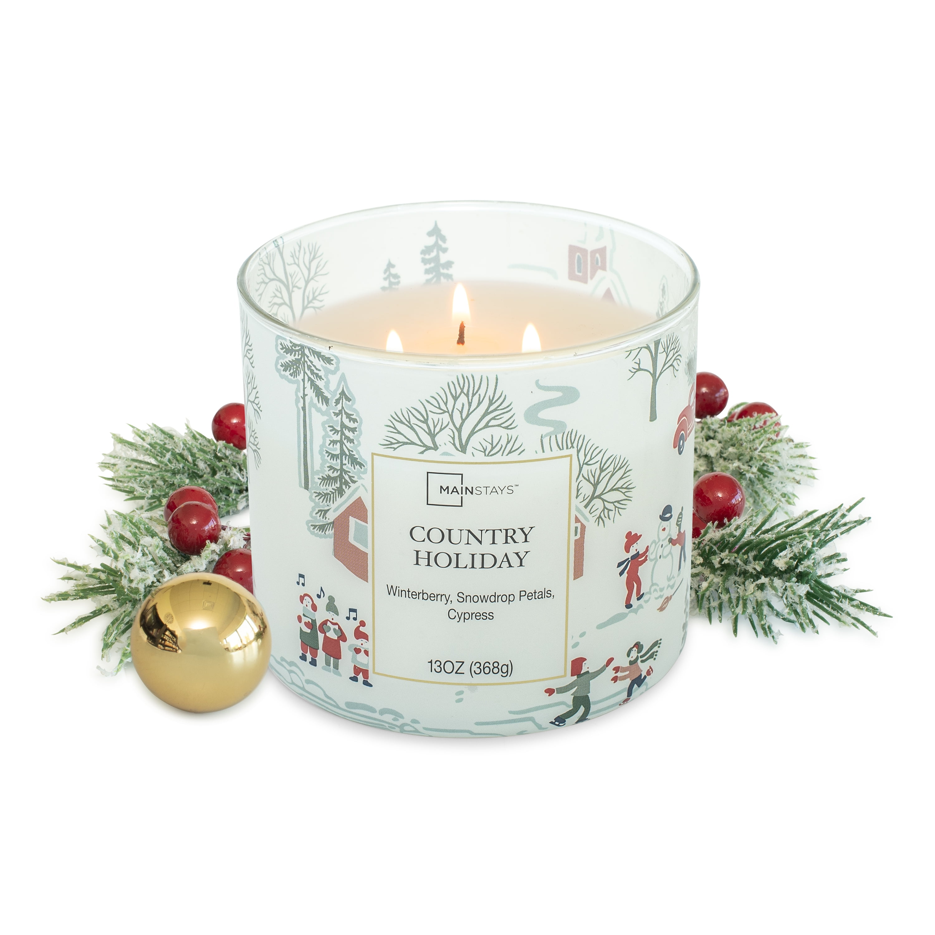 Mainstays Scented 3-Wick Jar Candle, Country Holiday, 13 oz. - Walmart.com