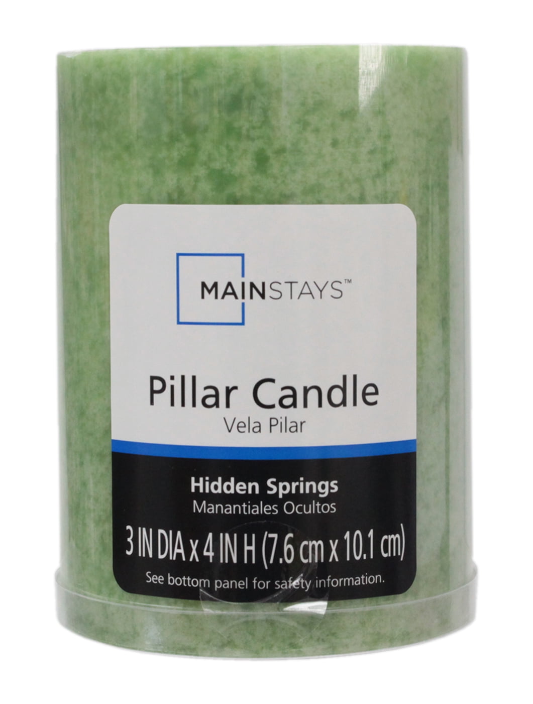 Mainstays Scented Pillar Candle 3x4 Green Hidden Springs Lighting Decor ...