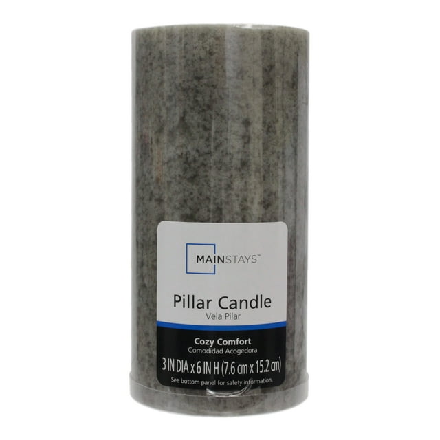 Mainstays Scented Mottled Pillar Candle, 3 x 6 inches, Gray, Cozy ...