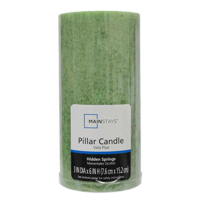 Mainstays Scented Mottled Pillar Candle, 3 x 6 inches, Green, Hidden ...
