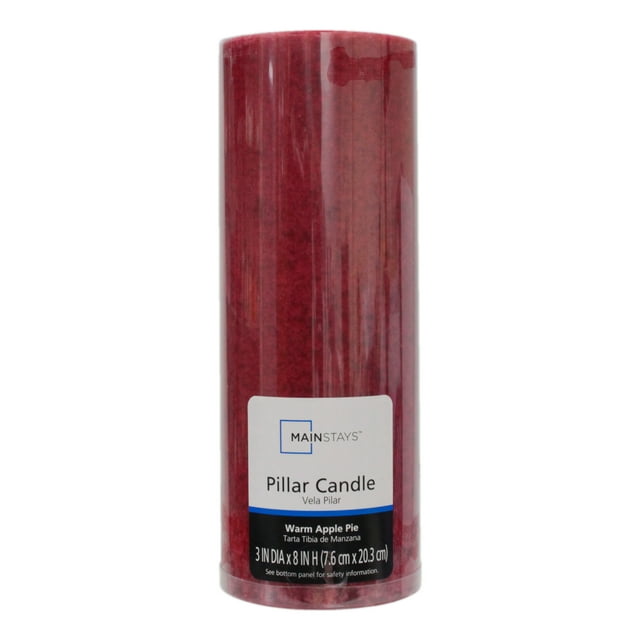 Mainstays Scented Mottled Pillar Candle, 3 x 8 inches, Red, Warm Apple ...