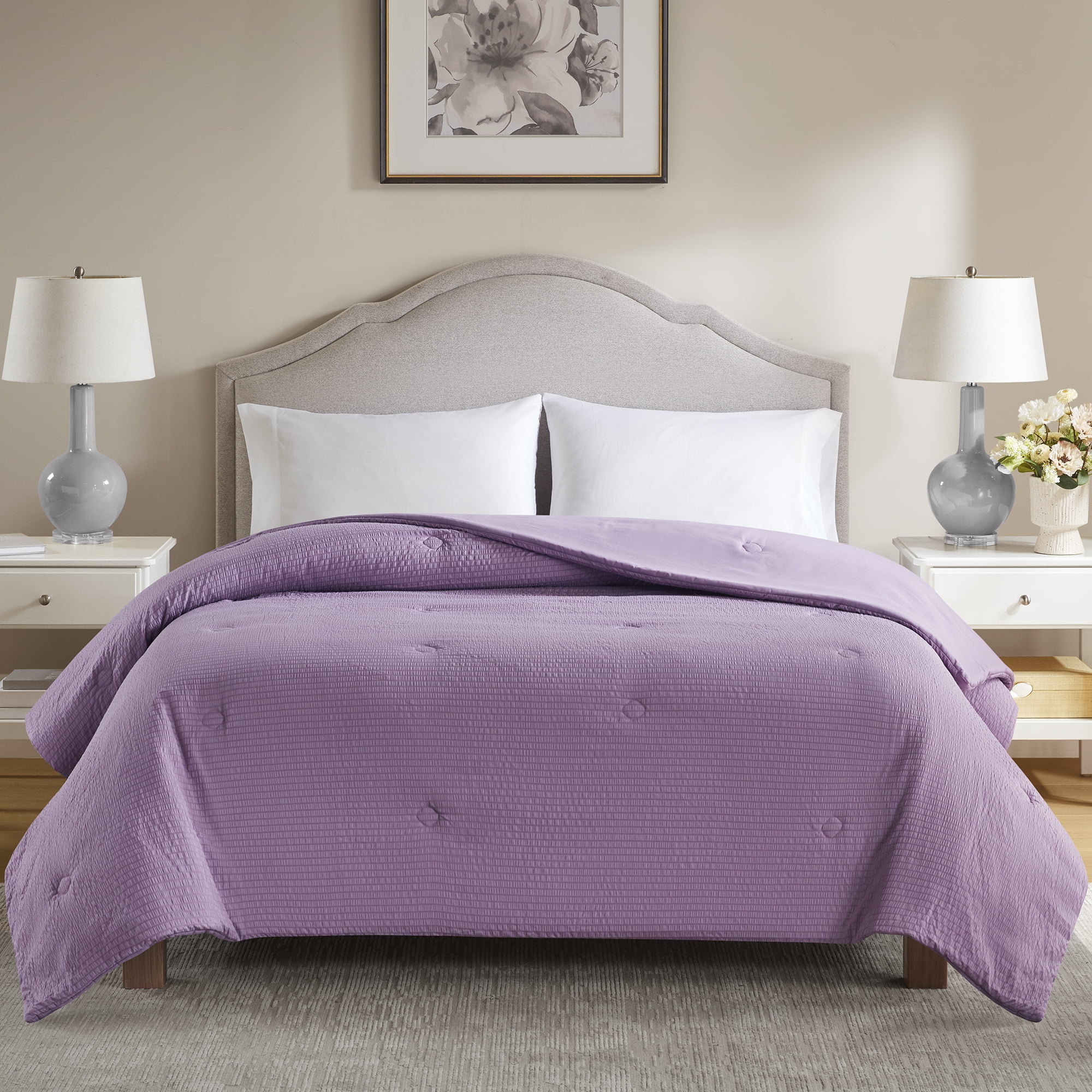 Mainstays Purple Seersucker Down Alternative Comforter, King ...