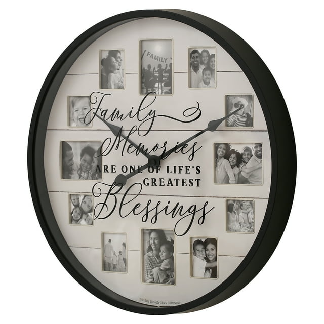 Mainstays Sentiment Photo Frame Wall Clock, Farmhouse-Inspired ...