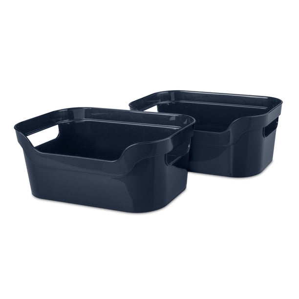 Mainstays Set (2) Small Open Bins Plastic, Blue Cove - Walmart Business ...