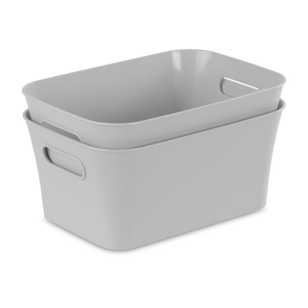 Mainstays Set of (2) Small Bins Plastic, Brushed Silver - Walmart ...