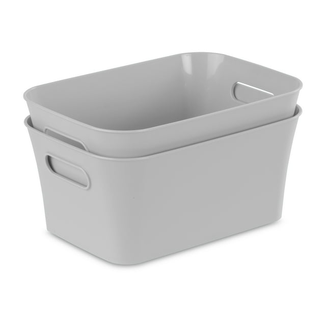 Mainstays Set of (2) Small Bins Plastic, Brushed Silver - Walmart.com