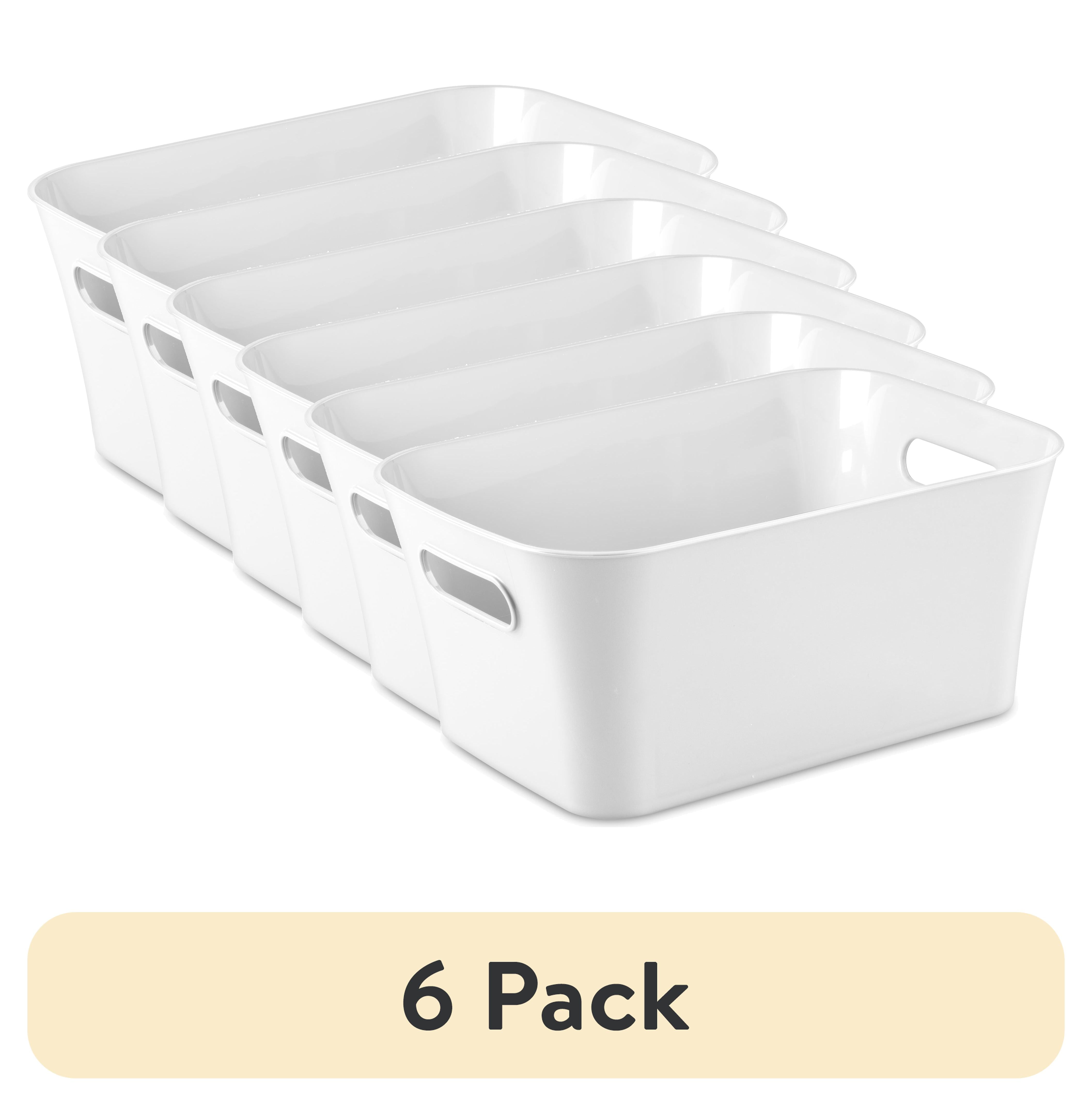 (6 pack) Mainstays 2-Pack Small Plastic Storage Bins, White - Walmart.com