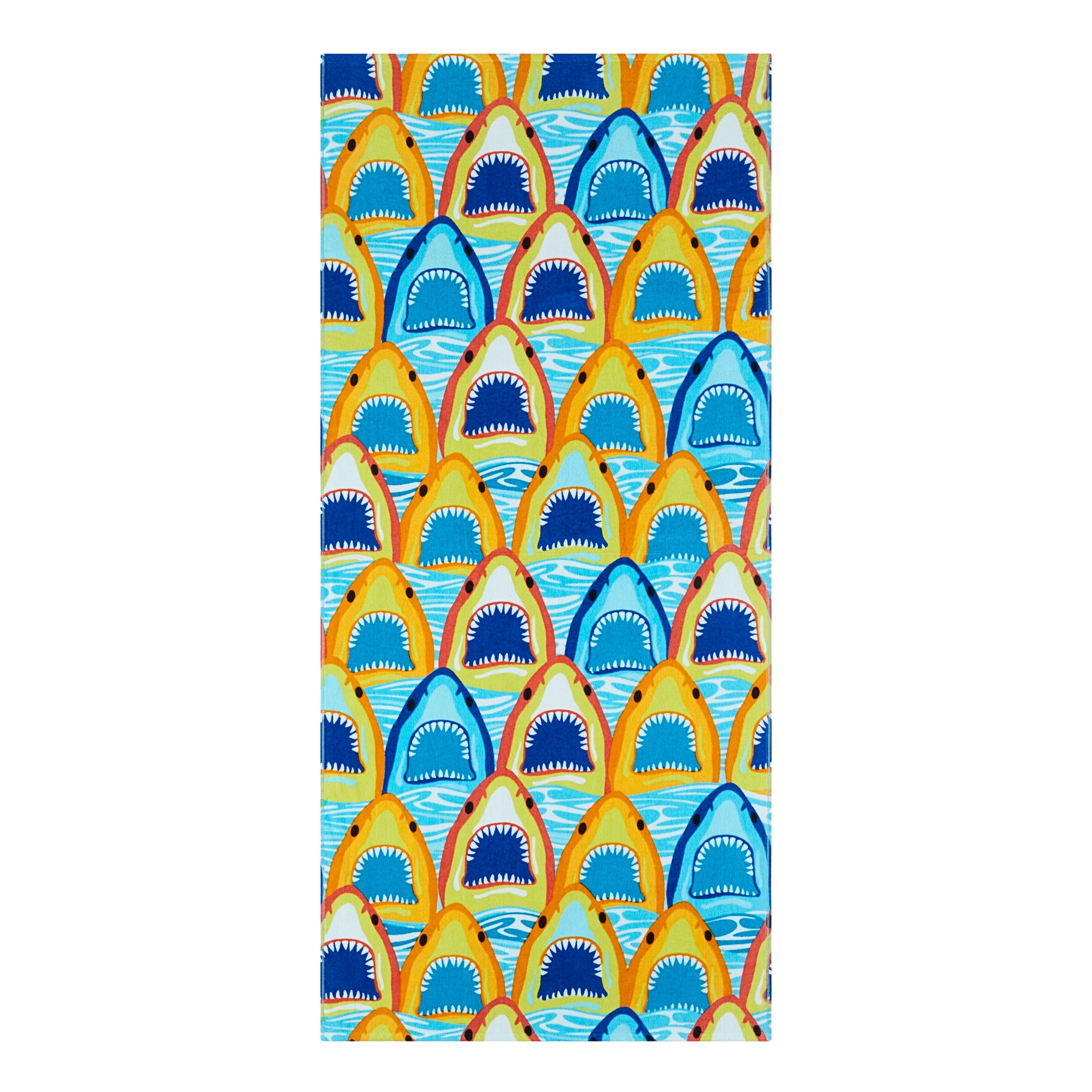 Mainstays Shark Bite Pattern Beach Towel, Multi-Color, 60”L x 28”W ...