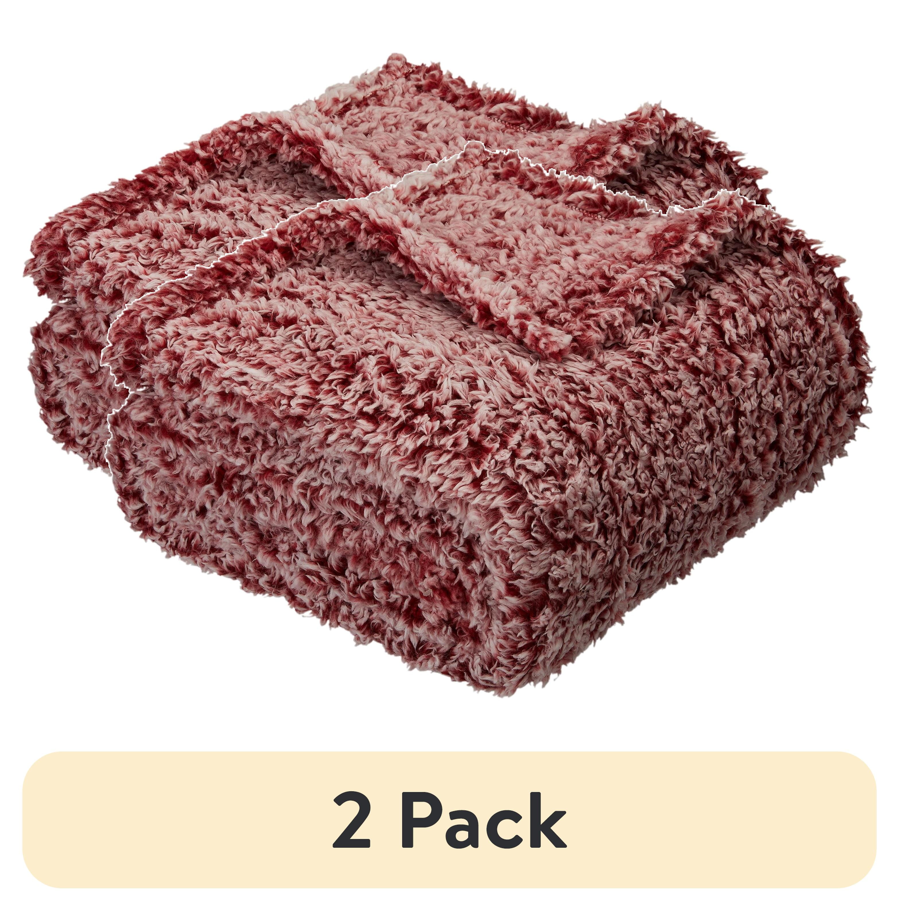 (2 pack) Mainstays Sherpa Throw Blanket, 50"x60", Red - Walmart.com