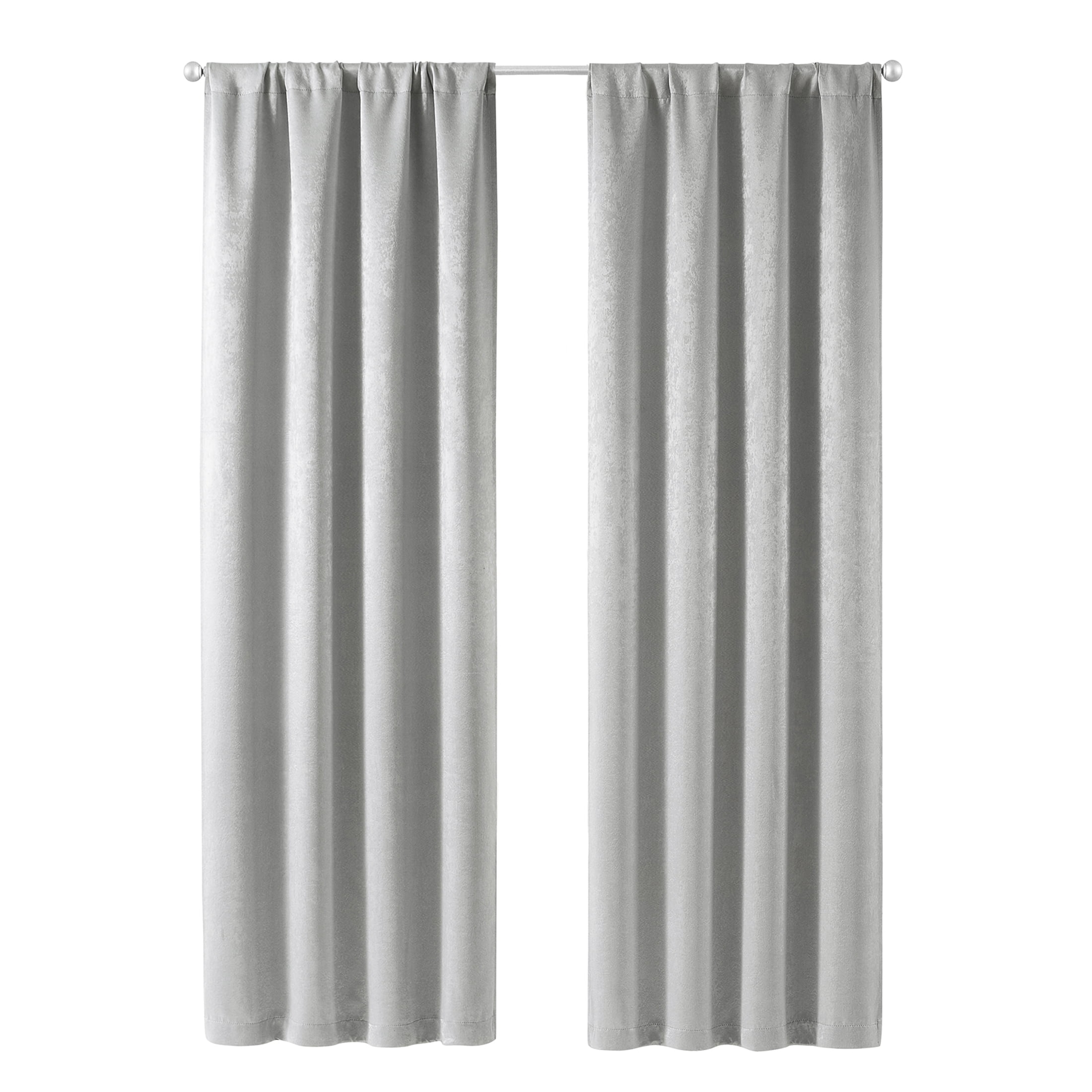 Mainstays Shimmer Rod Pocket Blackout Curtains, 2 Panels, Gray, 37x95 ...