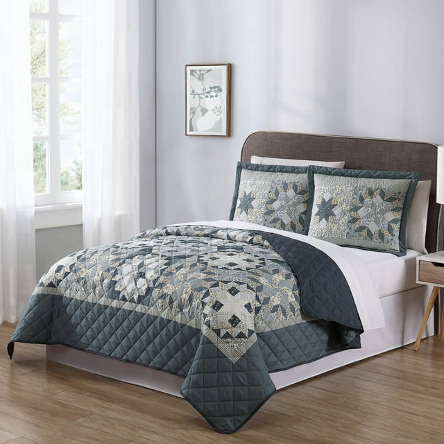 Mainstays Shooting Star Quilt Set - Polyester Microfiber - Full/Queen ...