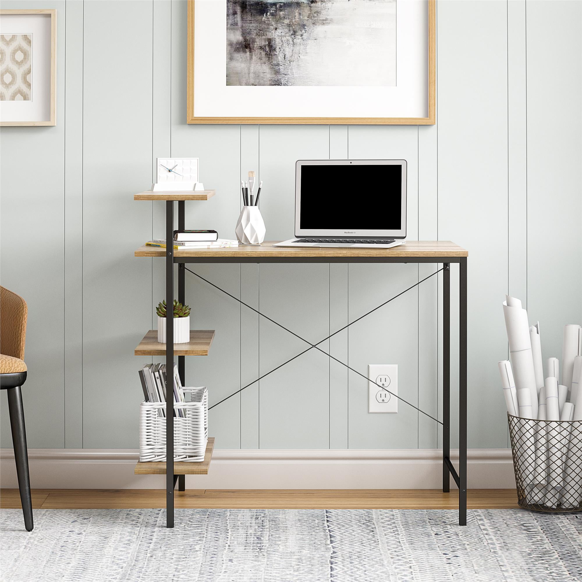 Damaris Side Storage Student Desk, Golden Oak - Walmart.com