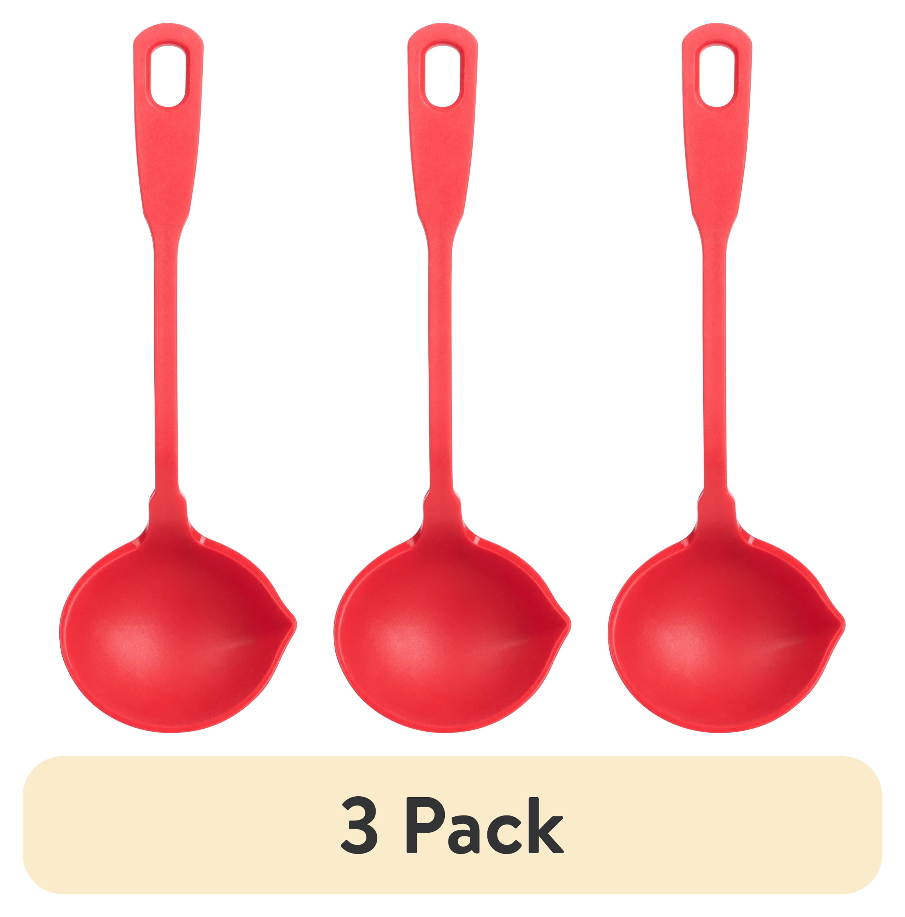 (3 pack) Mainstays Silicone Ladle Long Handle 12 in Kitchen Ladle ...