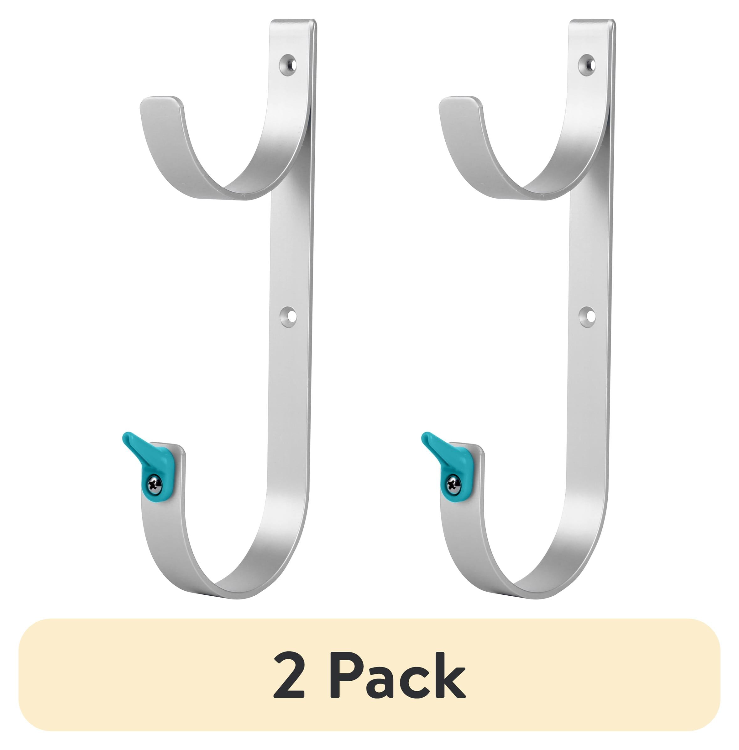 (2 pack) Mainstays Silver Aluminum Accessory Hooks - 2 per Pack - 9 in ...
