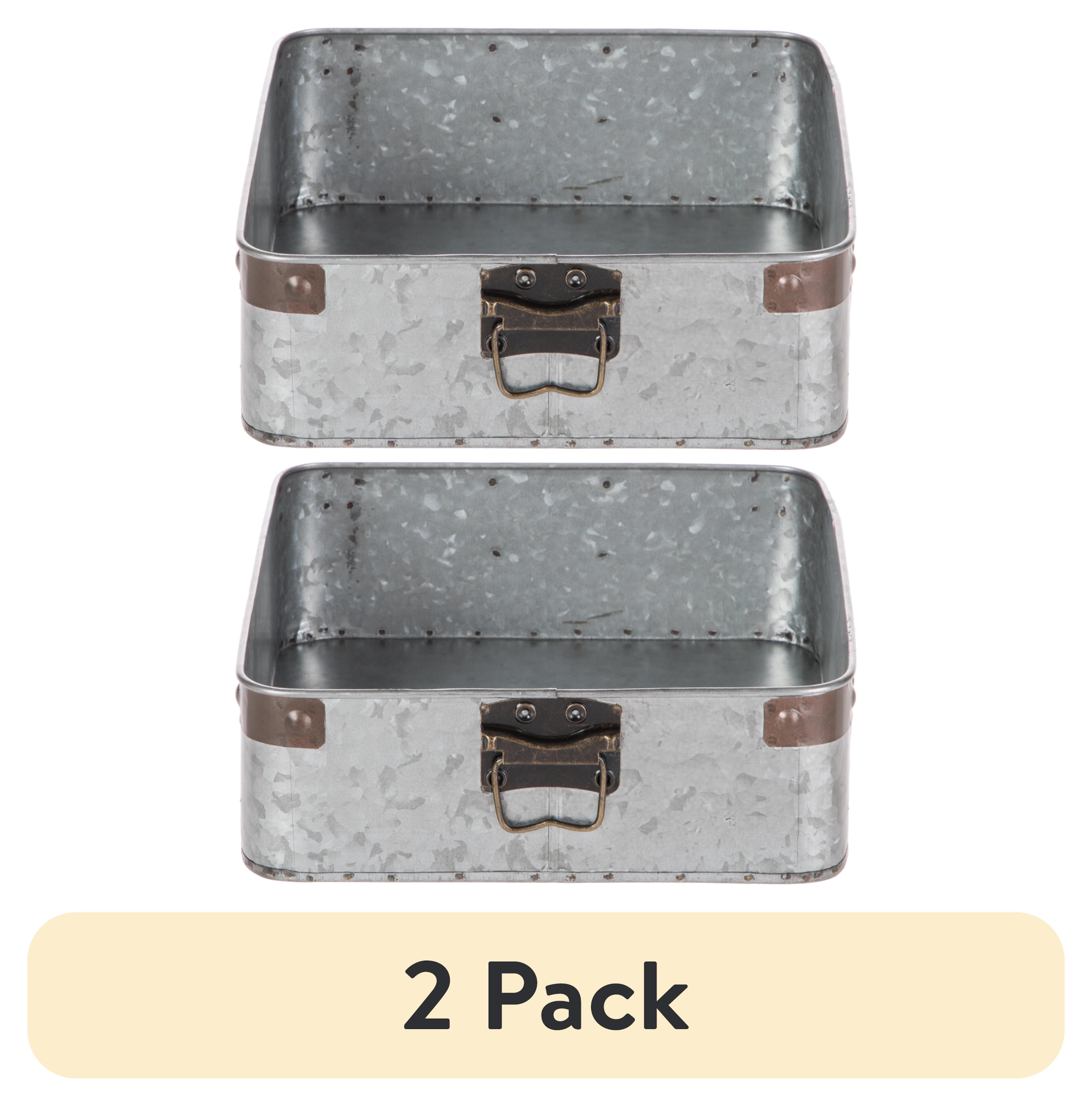 (2 pack) Mainstays Silver Galvanized Metal Square Tray with Bronze ...