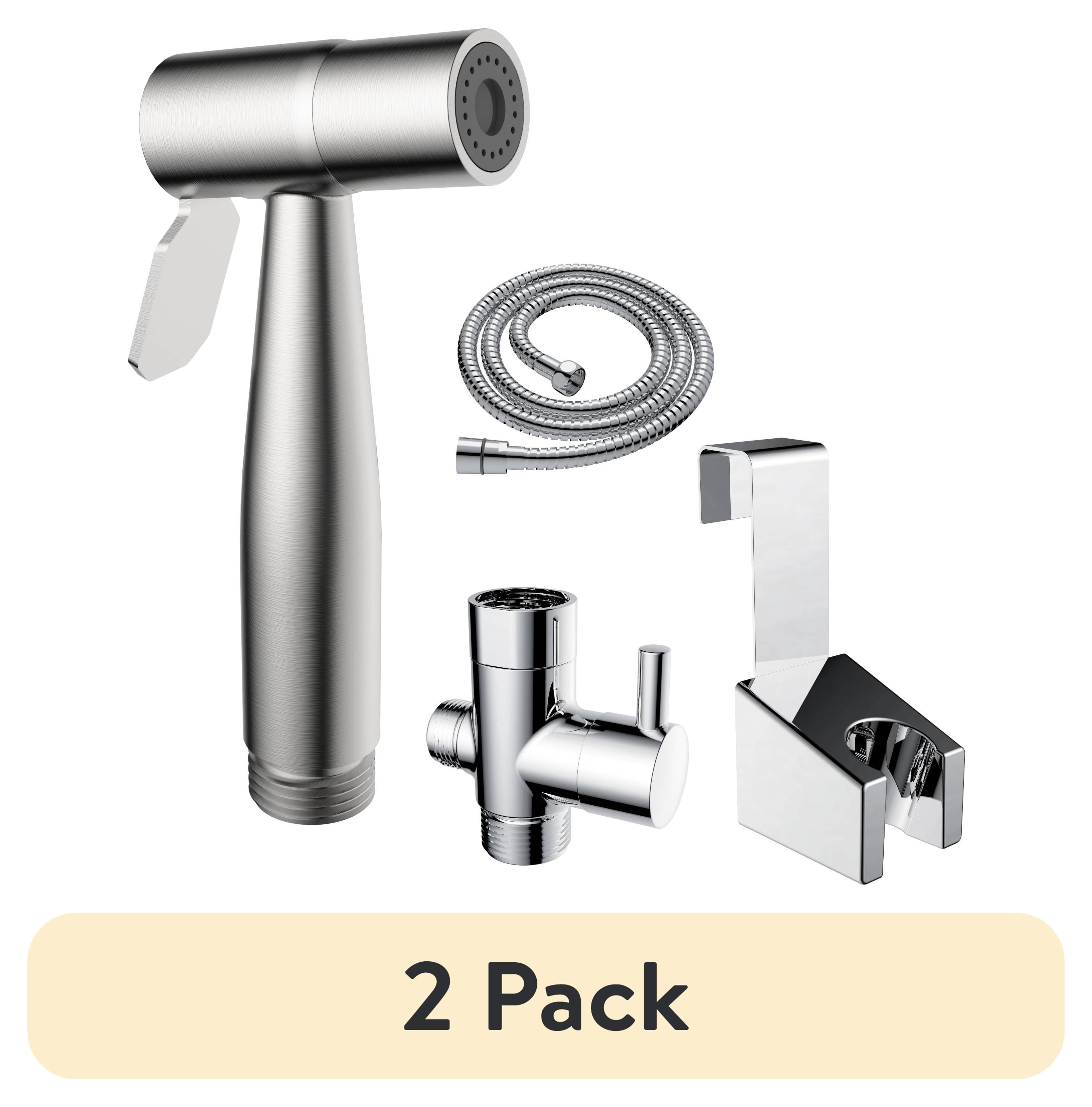 (2 pack) Mainstays Silver Stainless Steel Handheld Bidet Sprayer Set ...