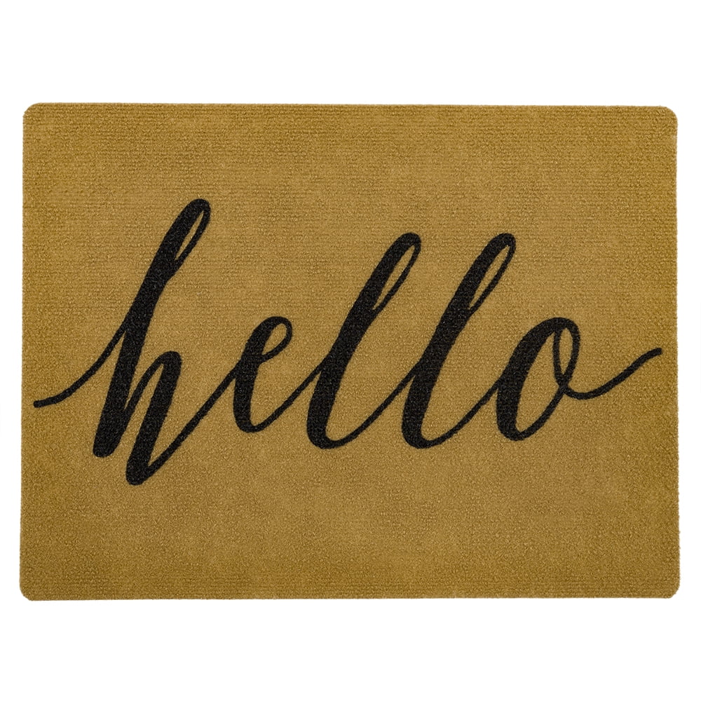 Mainstays Sincere Hello Polyester Indoor/Outdoor Doormat, Tan, 18" x 24 ...