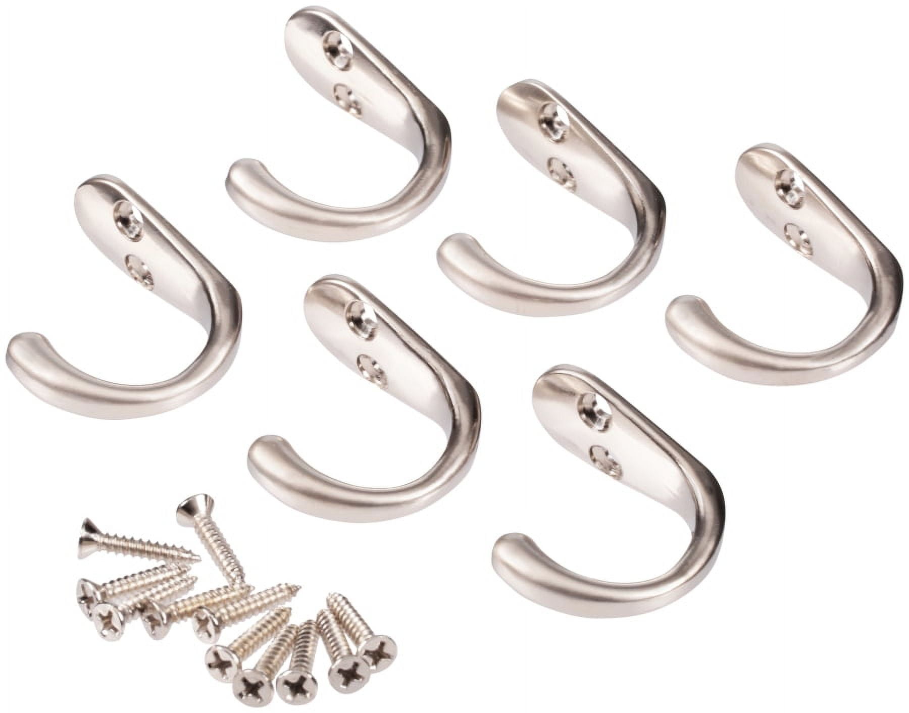 Mainstays, Single Satin Nickel Hooks, 6 Pack, Mounting Hardware ...