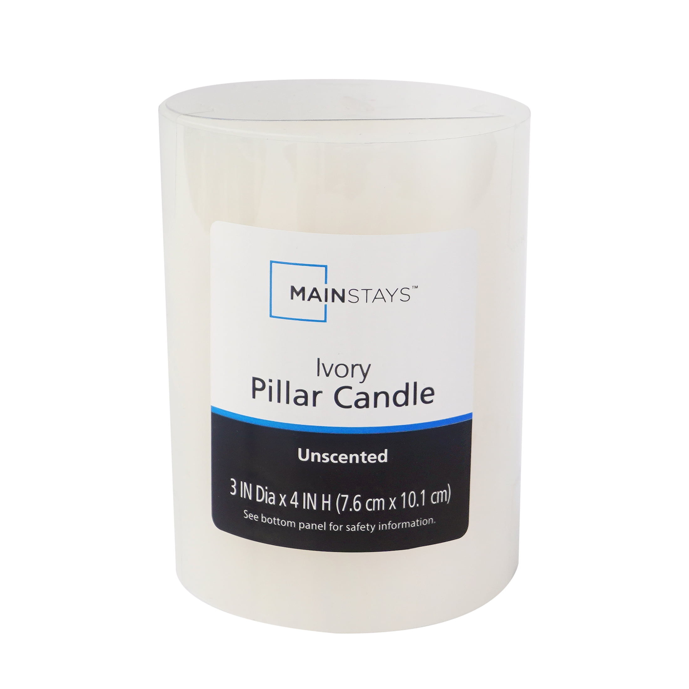 Mainstays Unscented Ivory 3x4 Inch Pillar Candle, Clean Burn, Ambient ...