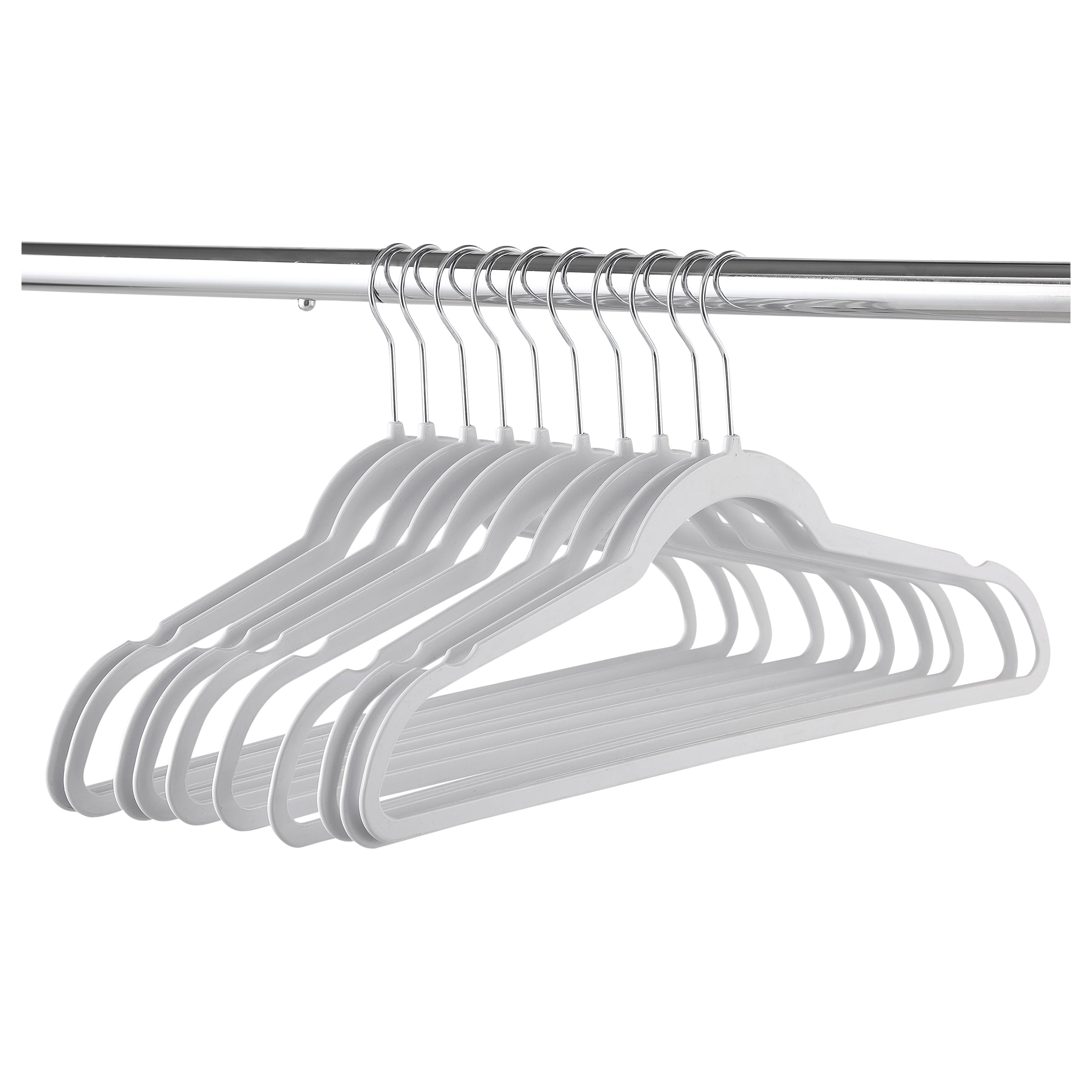 Mainstays Slim Clothes Hangers for Adults, 10 Pack, White, Durable ...
