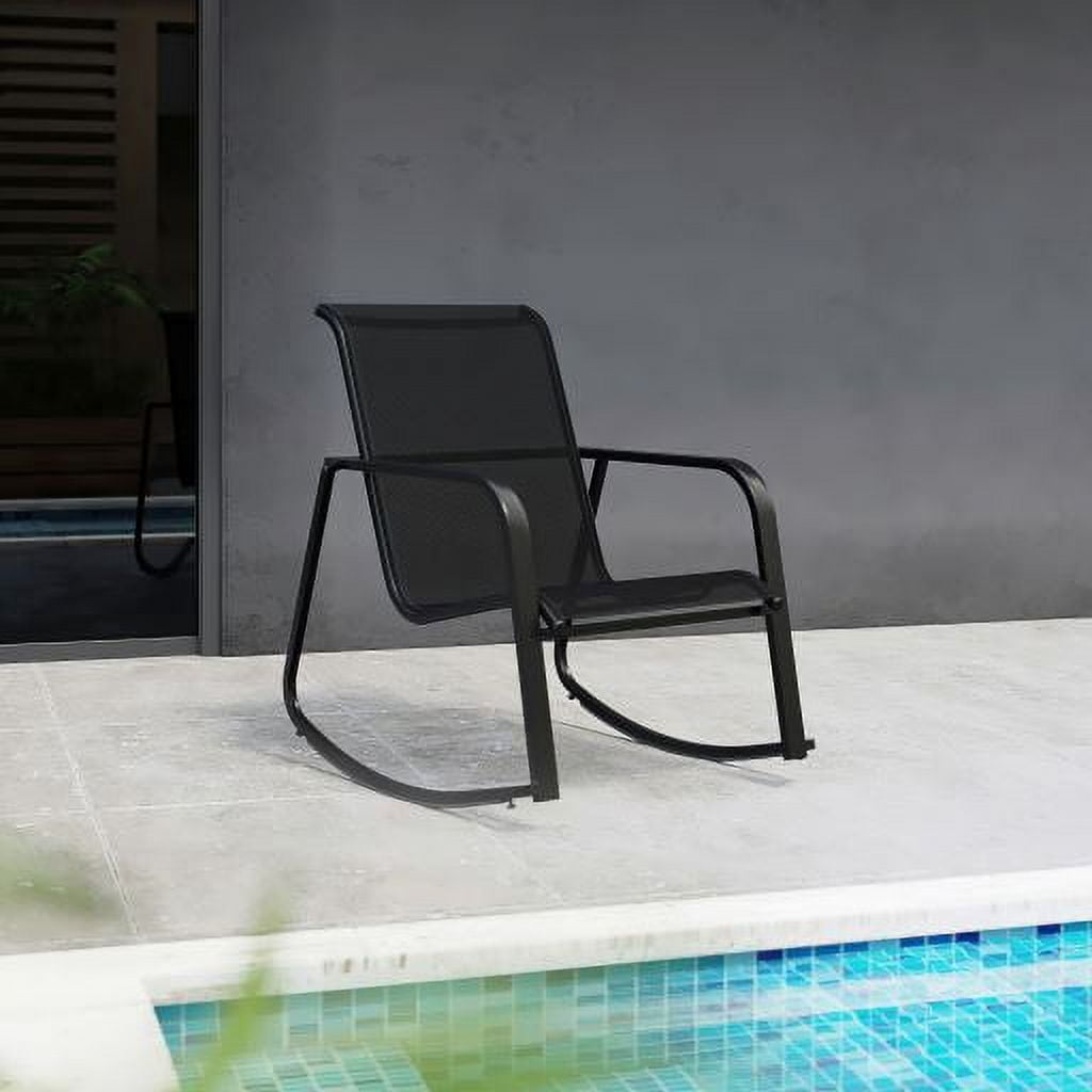 Mainstays Sling Outdoor Rocking Chair, Black - Walmart.com