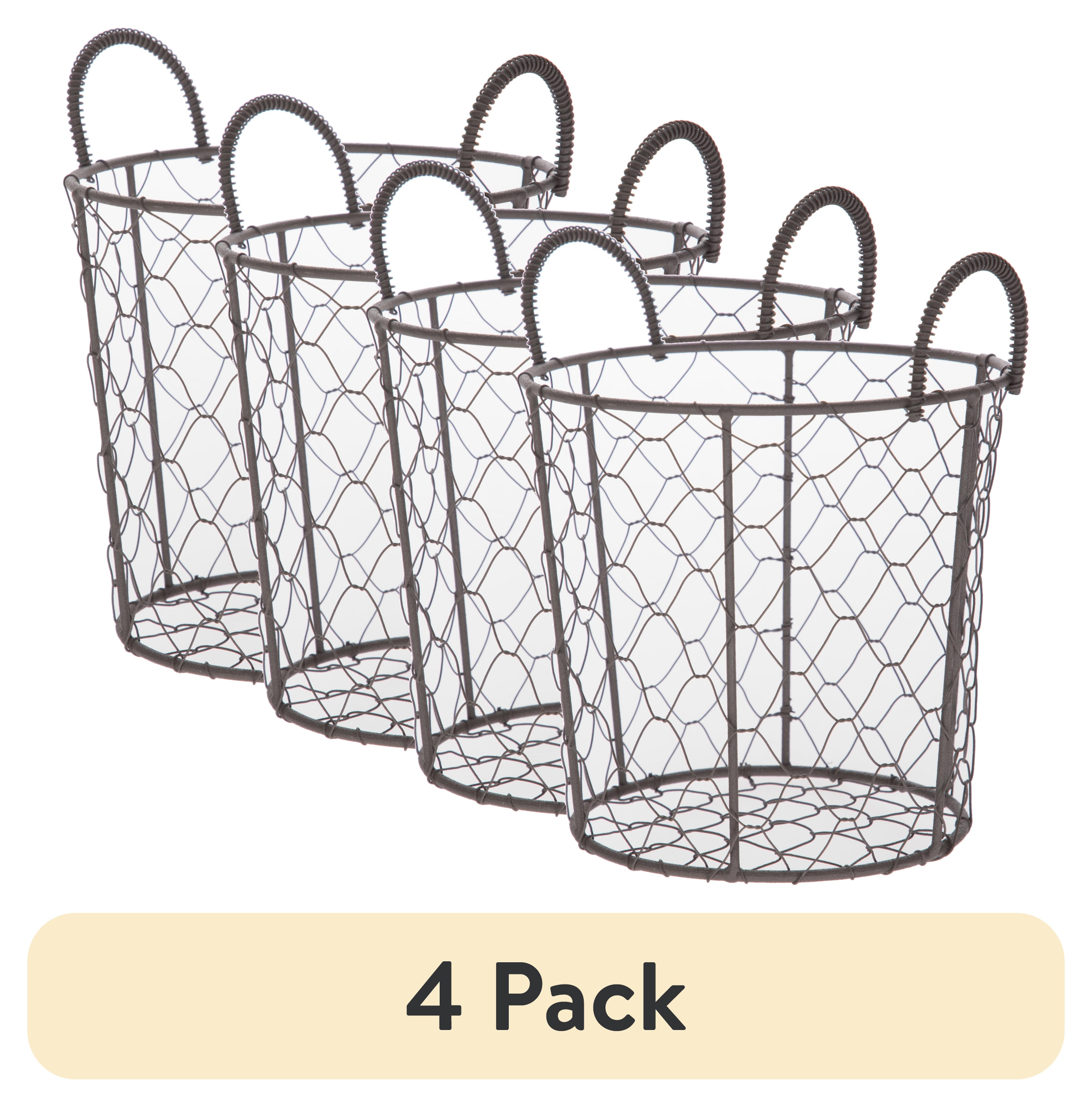 (4 pack) Mainstays Small Brown Chicken Wire Storage Basket with Handles ...