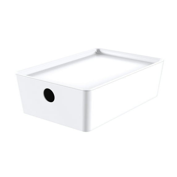 Mainstays Small Lidded Storage Container White Compact Plastic ...
