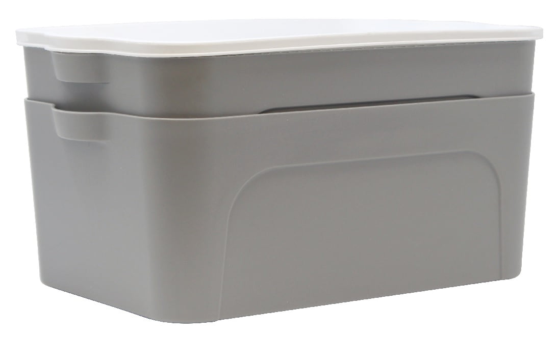Mainstays Small Multi-Purpose Storage Bins with Lids 2PK, Gray ...