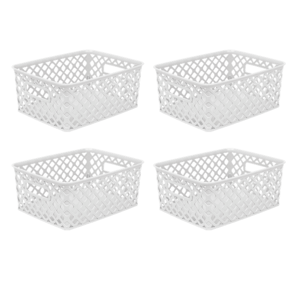 Mainstays Small Plastic Decorative Basket, Set of 4, Arctic White ...