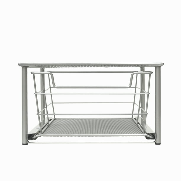 Mainstays Small Stackable Slide-Out Drawer Organizer, Satin Nickel, 10. ...