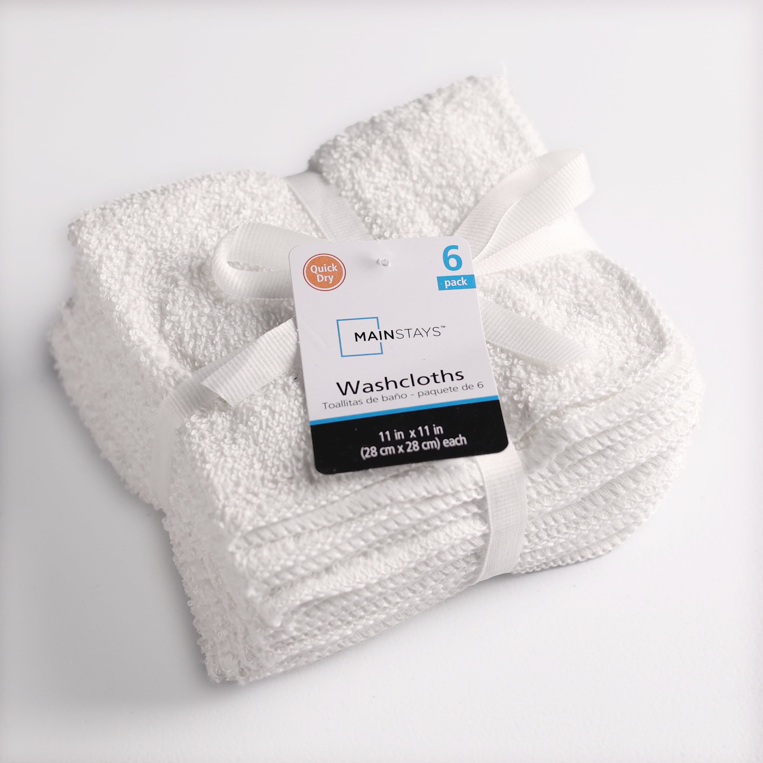 Mainstays Soft & Plush 6-Piece Washcloth Set, White - Walmart.com
