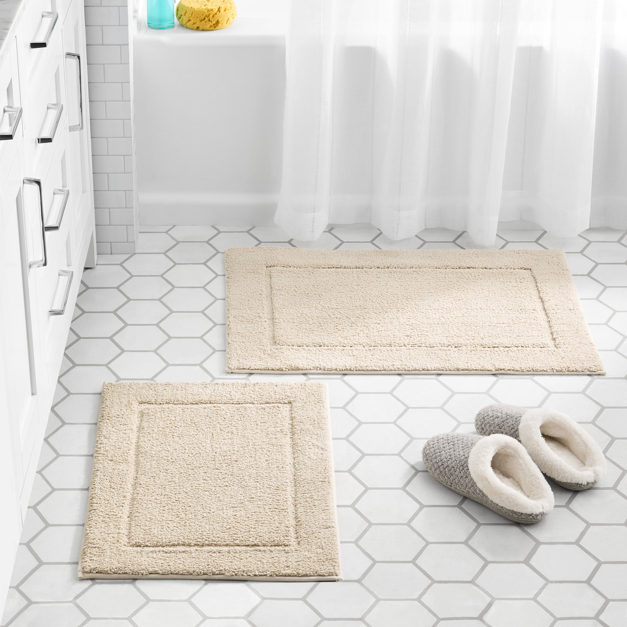 Mainstays Soft Touch Cream Polyester Tufted 2-Piece Bath Rug Set, 20" x ...