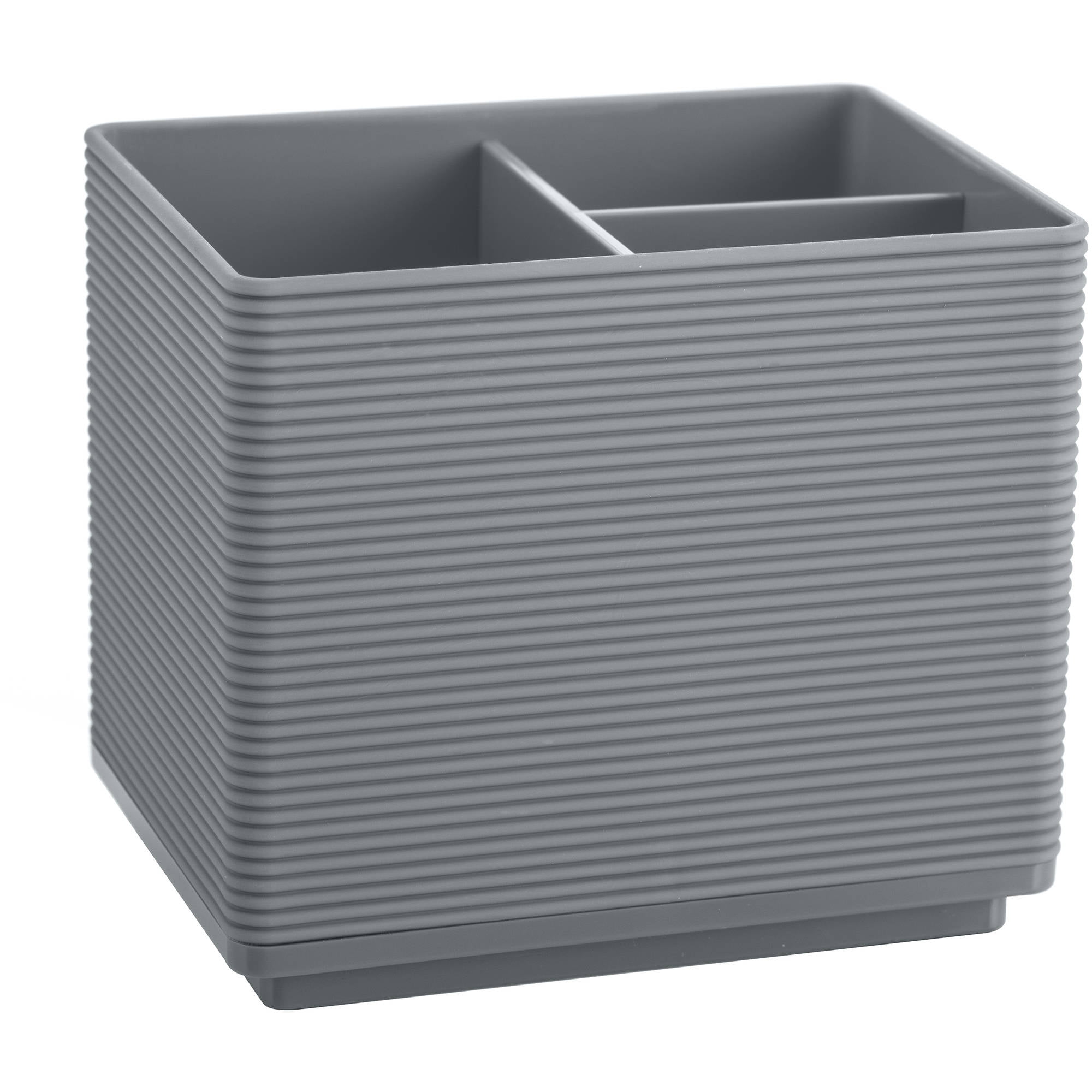 Mainstays Soft Touch Ribbed Plastic Organizer in Grey with 3 ...