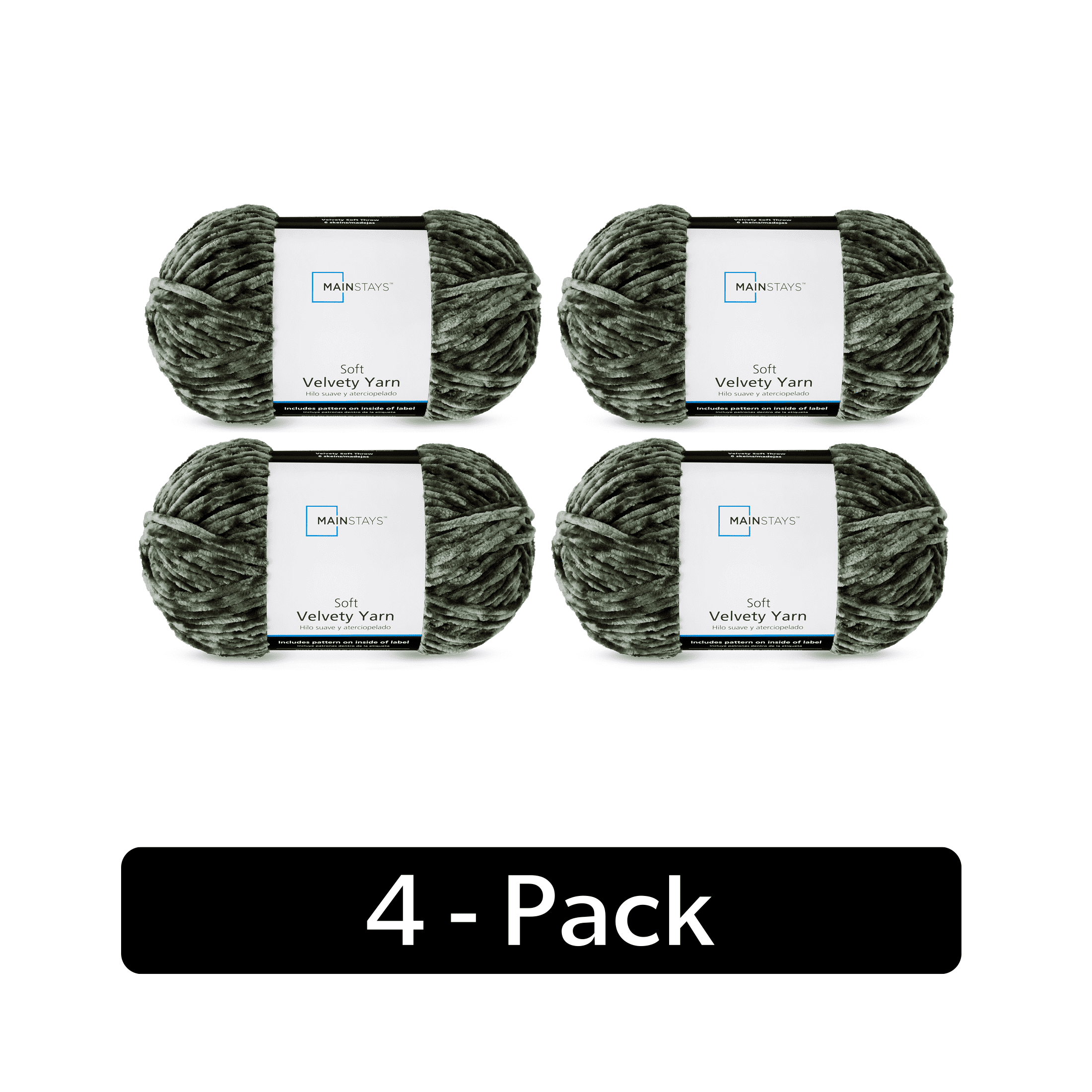 Mainstays Soft Velvety Yarn, 315 yd, Deep Thyme, 100% Polyester, Pack ...