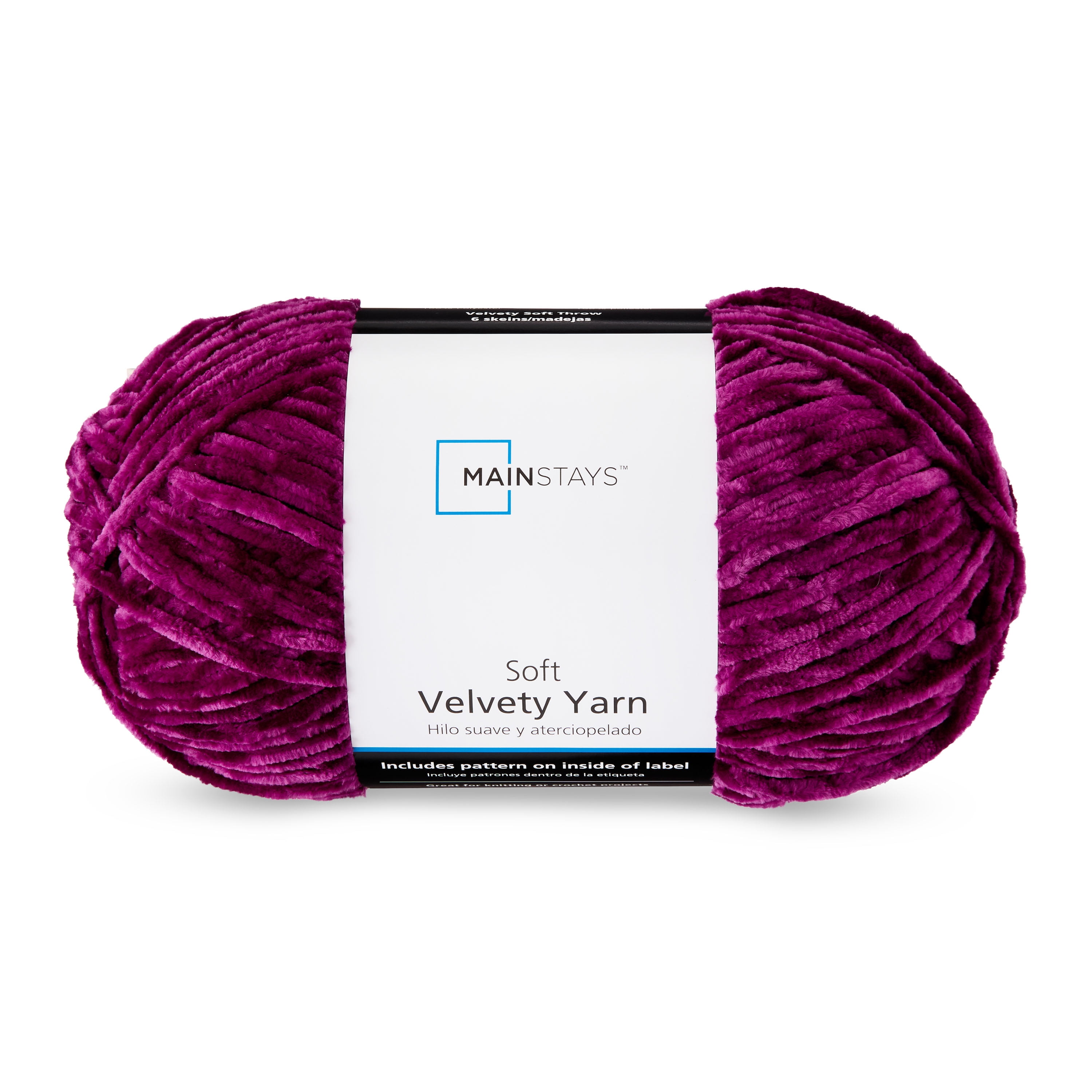 Mainstays Soft Velvety Yarn, 315 yd, Magenta Purple, 100% Polyester ...
