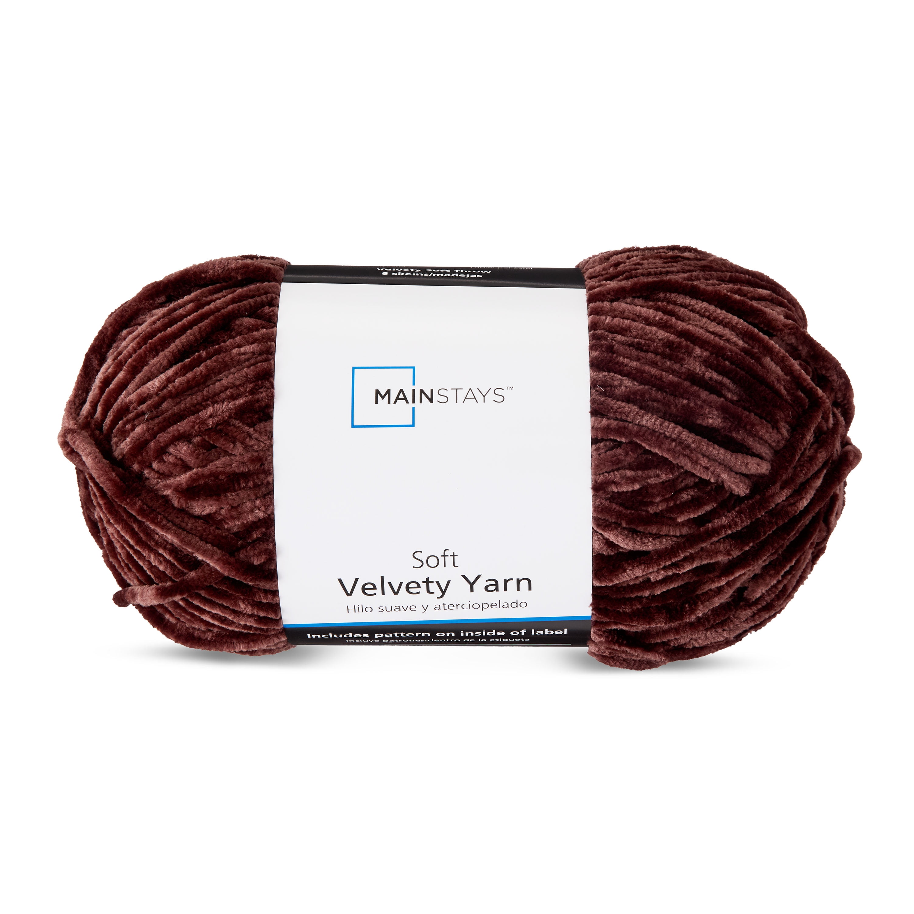 Mainstays Soft Velvety Yarn, 315 yd, Warm Chocolate, 100% Polyester ...
