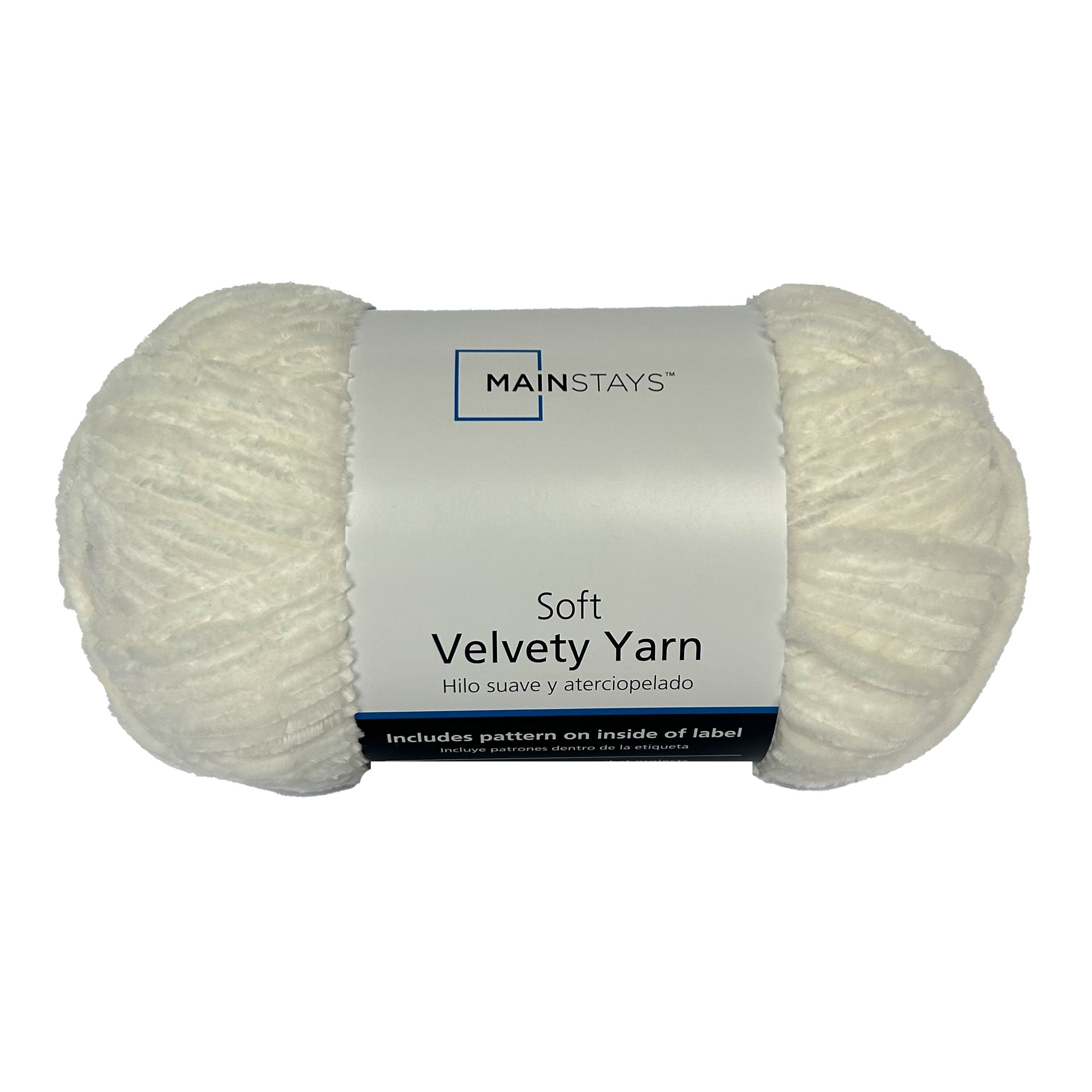 Mainstays Soft Velvety Yarn, 315 yd, White, 100% Polyester for Knitting ...