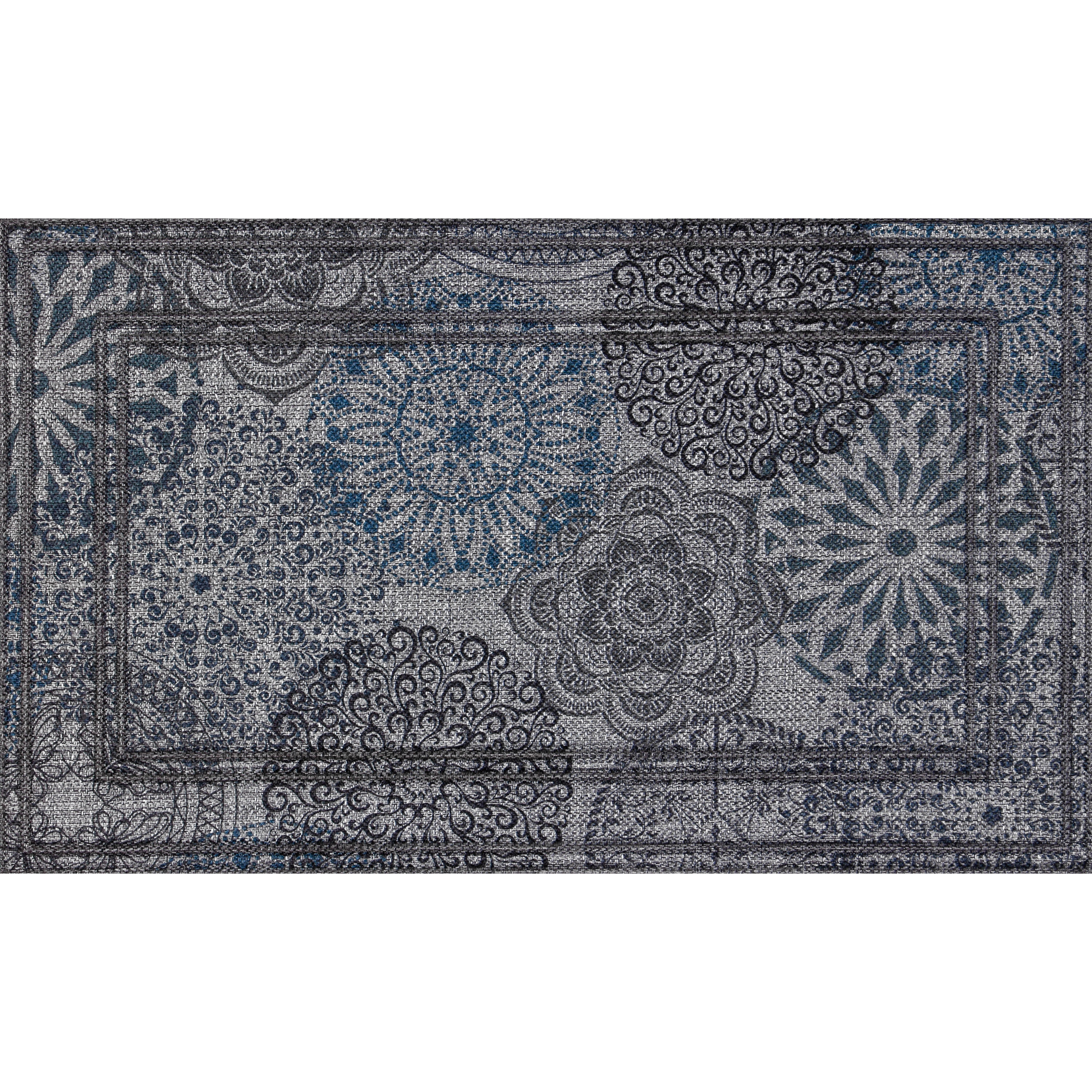 Mainstays Soho Blue Medallions Doormat 18x30 Indoor Outdoor Rubber ...