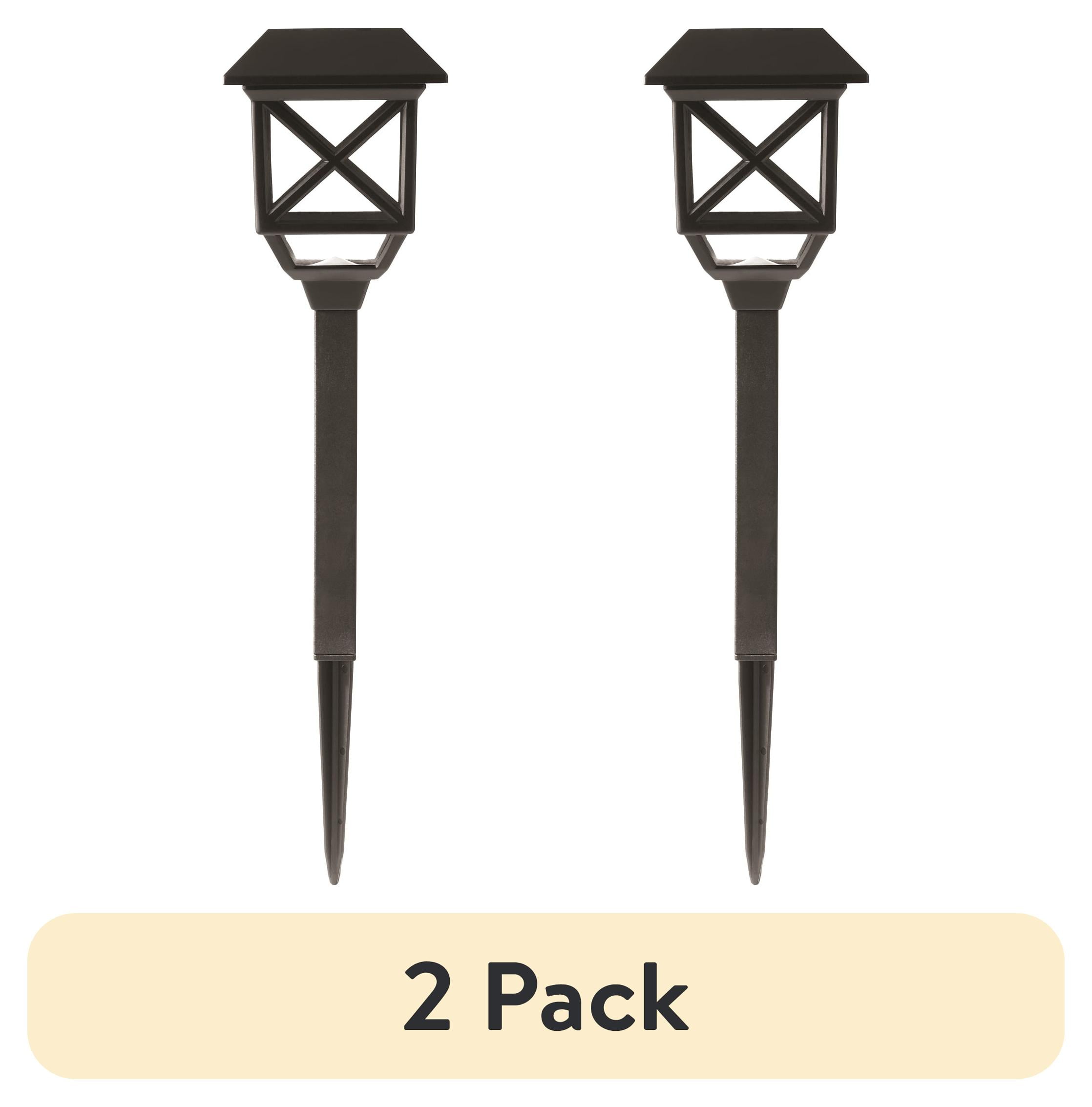 (2 pack) Mainstays Solar Black Square 8 Lumens LED Landscape Pathway ...
