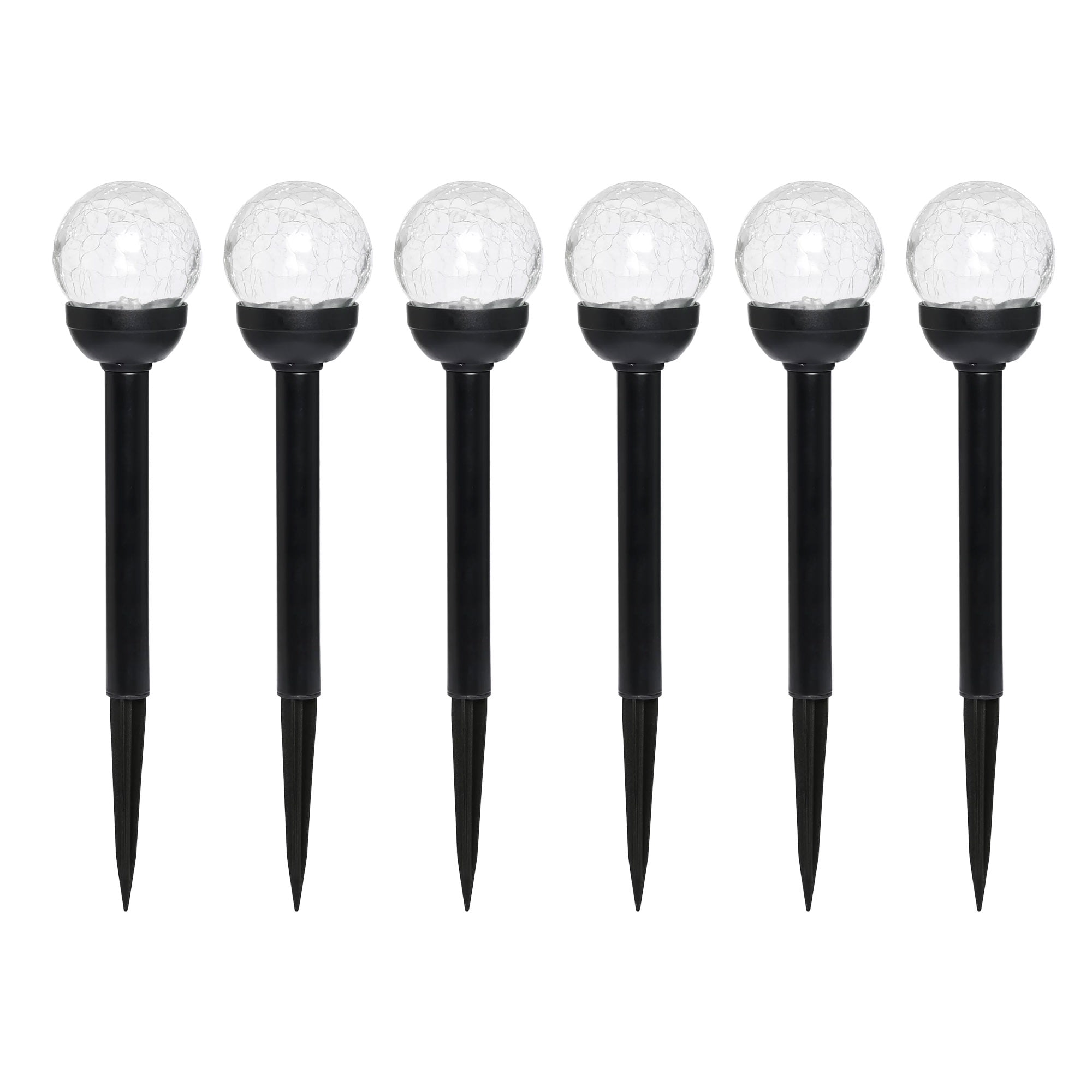 Mainstays Solar Powered Black LED Landscape Crackle Glass Path Lights ...